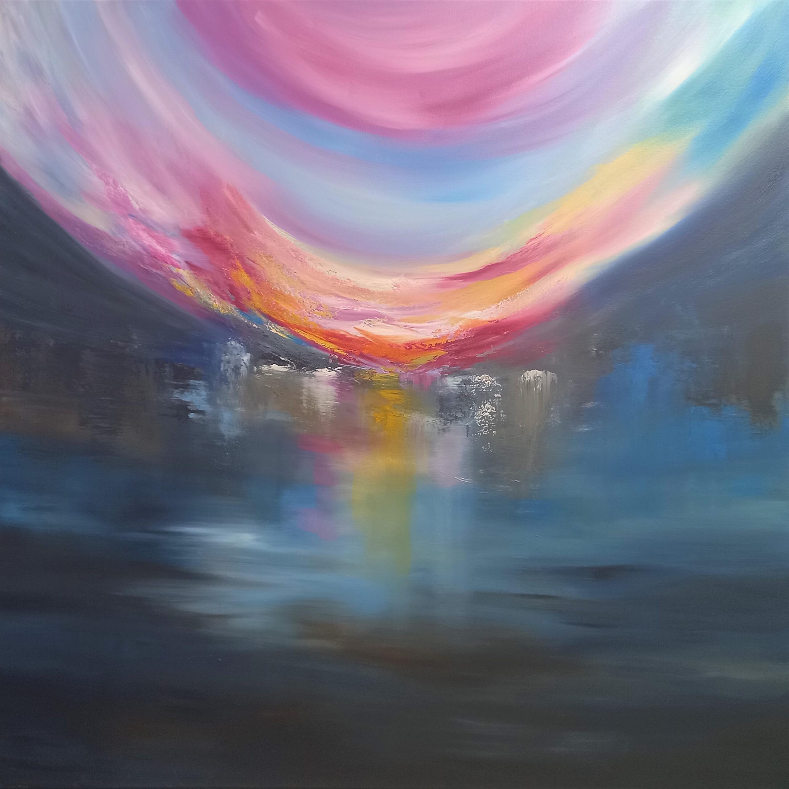 100x100cm Oil Stillwater Reflections - Susan Wooler Art